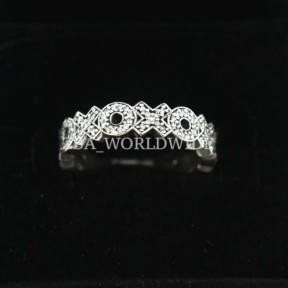 Pandora | Jewelry | Pandora Sterling Silver Cubic Zirconia Xoxo Ring ...